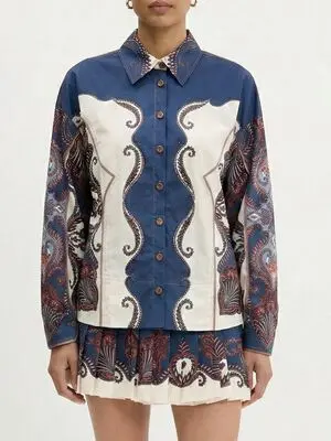 Farm Rio Printed Button-up Shirt - Blue