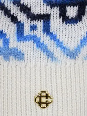 Casablanca Merino Wool Crewneck Pullover With Monogram Motif - Multicolor
