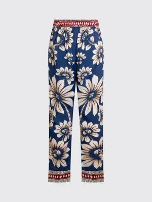Farm Rio Luna Floral Print Linen Blend Palazzo Trousers