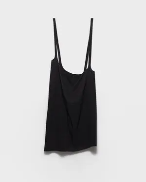 Prada Crepe Skirt With Suspender Straps - Black