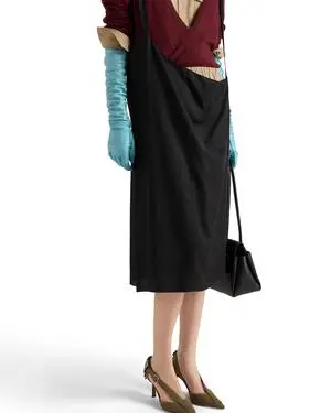 Prada Crepe Skirt With Suspender Straps - Black