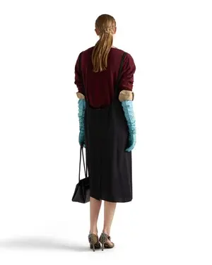 Prada Crepe Skirt With Suspender Straps - Black
