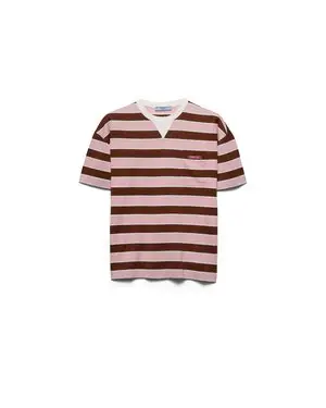Prada Striped Lisle Cotton T-shirt - Pink