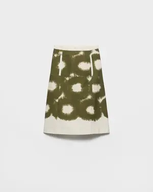 Prada Printed Canvas Skirt Military Green