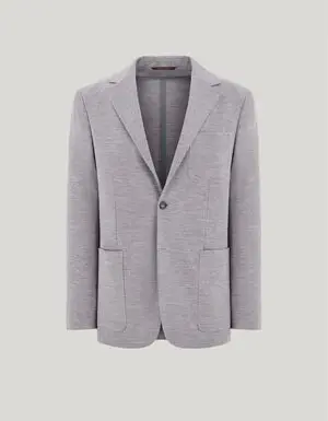 Canali Gray Wool And Lyocell Blend Jersey Jacket - Grey