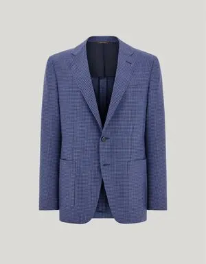 Canali Wool, Silk And Linen Modern-fit Jacket With Check Pattern - Light Blue