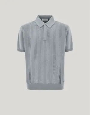Canali Brianza Cotton And Modal Polo Shirt With Vertical Workmanship - Green