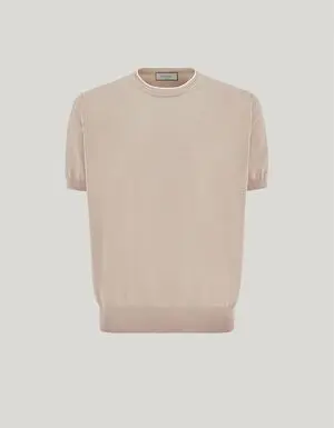 Canali Giza Cotton T-shirt With Contrasting Piping