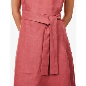 Max Mara Round Neck Flared Linen Midi Dress