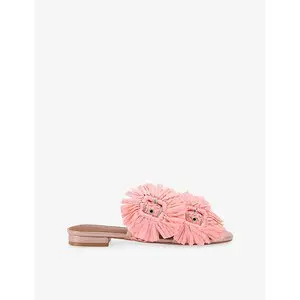 Kurt Geiger Raffia Buckle Flat Sandal - Pink Comb