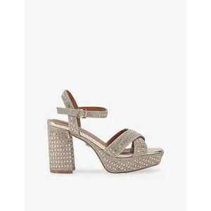 Kurt Geiger Fleur Metallic-woven Platform Sandals - Gold