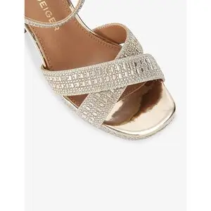 Kurt Geiger Fleur Metallic-woven Platform Sandals