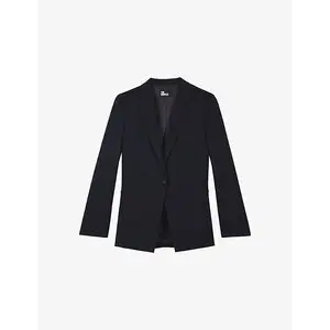 The Kooples Single-breasted Notch-lapel Woven Blazer - Dark Navy