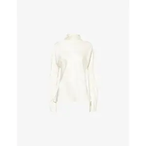 ROHE FRAMES High-neck Cinched-waist Satin Top - Cream
