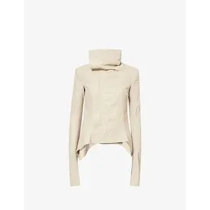 Rick Owens Naska Asymmetric-hem Leather Jacket - Sand
