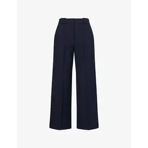 ME+EM Straight-leg Cropped Cotton Trousers - Navy