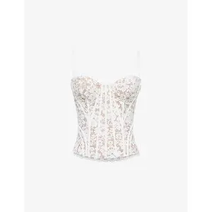 House Of Cb Rania Floral Lace Corset Top - White