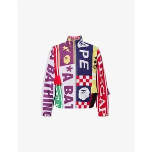 A BATHING APE Scarf Pattern Knitted Track Jacket - Multi