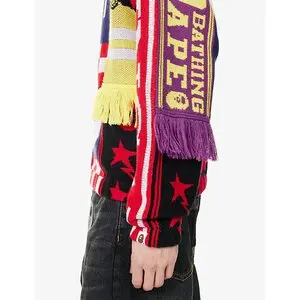 A BATHING APE Scarf Patter Knitted Track Jacket