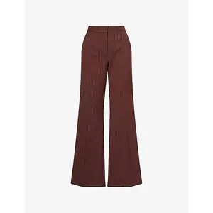 ME+EM Pinstripe Kick Flare-leg Woven Trousers - Cinnamon Brown