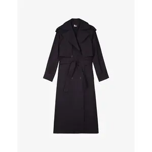 The Kooples Tie-waist Woven Trench Coat - Navy