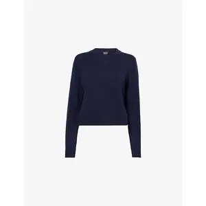 ME+EM Round-neck Cropped Cashmere Jumper - Navy