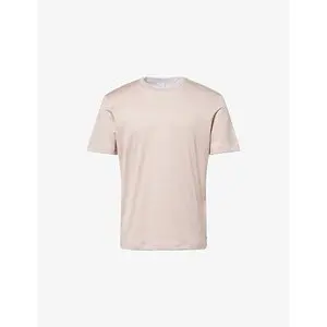 Eleventy Double-neck Layered Cotton-jersey T-shirt - Dusty Pink, Light Gray