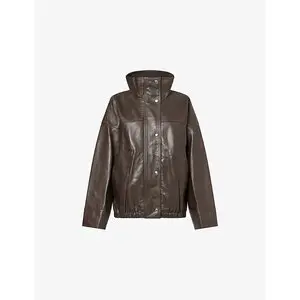 ROHE FRAMES Funnel-neck Oversized Leather Jacket - Earth