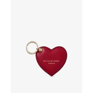 ASPINAL OF LONDON Heart Saffiano-leather Keyring - Cherry