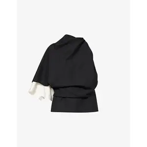 ROHE FRAMES Draped Open-back Wool-blend Top - Black