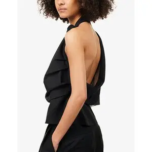 ROHE FRAMES Draped Open-back Wool-blend Top