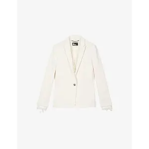 The Kooples Woven Blazer With Lace Trim - Off White