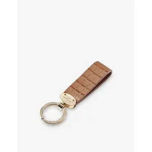 ASPINAL OF LONDON Snakeskin Loop Leather Keyring - Caramel