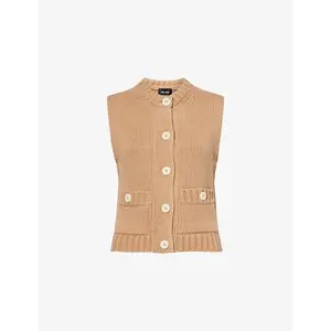 ME+EM Sleeveless Knitted Cotton Vest - Tan