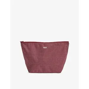 HAY Grid Medium Woven Wash Bag - Burgundy
