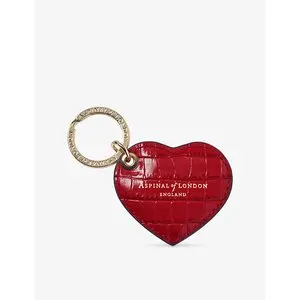 ASPINAL OF LONDON Snakeskin Heart Leather Keyring - Cherry