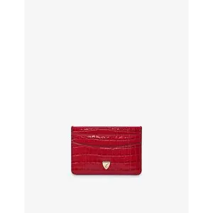 ASPINAL OF LONDON Snakeskin Branded Leather Card Holder - Cherry