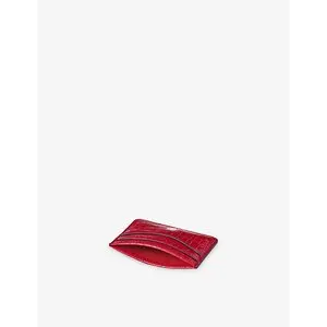 ASPINAL OF LONDON Croc-embossed Branded Leather Card Holder - Cherry