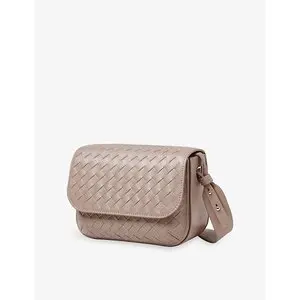 ASPINAL OF LONDON Ella Woven Leather Cross-body Bag - Moleskin