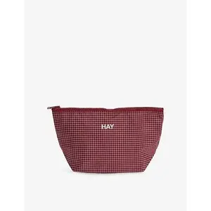 HAY Grid Small Woven Pouch Burgundy