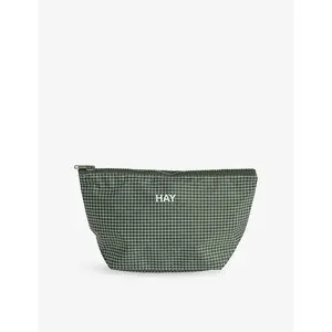 HAY Grid Small Woven Pouch - Dark Green