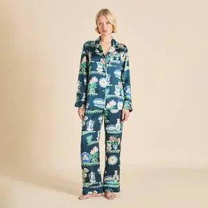 Olivia Von Halle Lila Giotto Plate Pajamas - Green