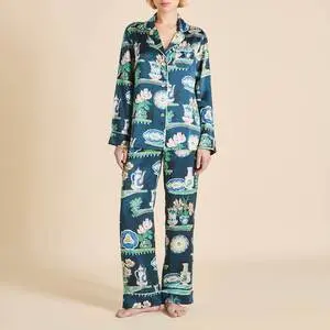 Olivia Von Halle Lila Giotto Plate Pajamas - Green