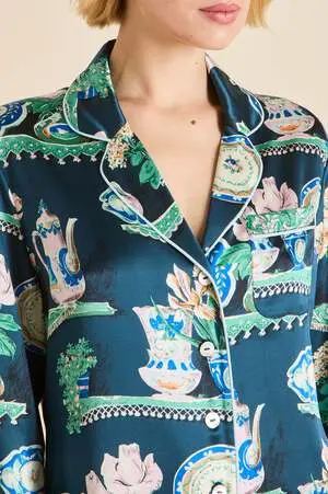 Olivia Von Halle Lila Giotto Plate Pajamas - Green