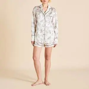 Olivia Von Halle Alba Rosalia Floral Pajamas - Ivory