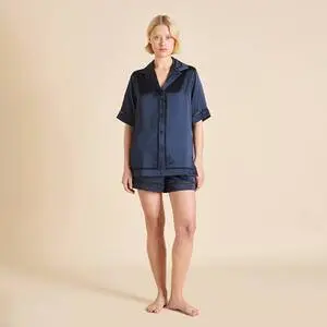 Olivia Von Halle Marlene Navy Pajamas - Navy Blue