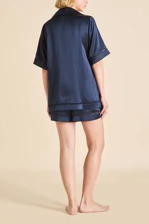 Olivia Von Halle Marlene Navy Pajamas - Navy Blue