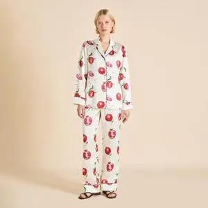 Olivia Von Halle Lila Allegra Pomegranate Pajamas - Ivory