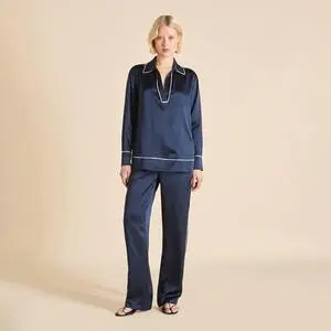Olivia Von Halle Anita Navy Pajamas - Navy Blue