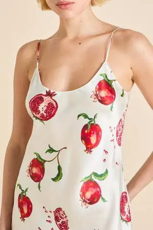 Olivia Von Halle Venus Allegra Pomegranate Slip Dress - Ivory